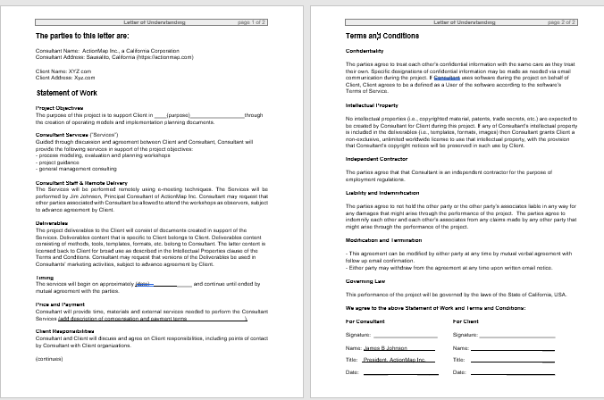 Sample LOU (Letter of Understanding | ActionMap